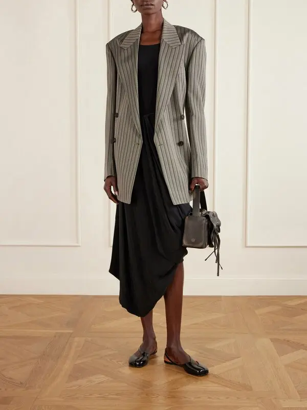 MAISON MARGIELA Asymmetrical Gathered Satin Midi Skirt