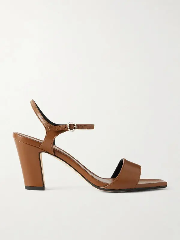 AeydĒ Imogen Leather Block Heel Sandals - Brown