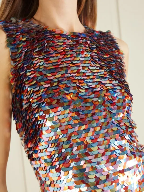 JW Anderson Embellished Sequined Tulle Mini Dress - Multi