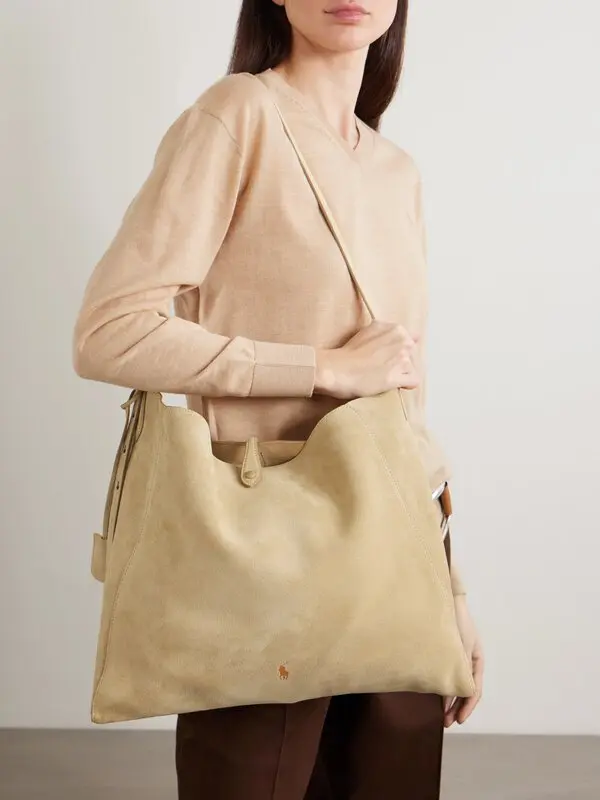 Polo Ralph Lauren Debossed Suede Shoulder Bag
