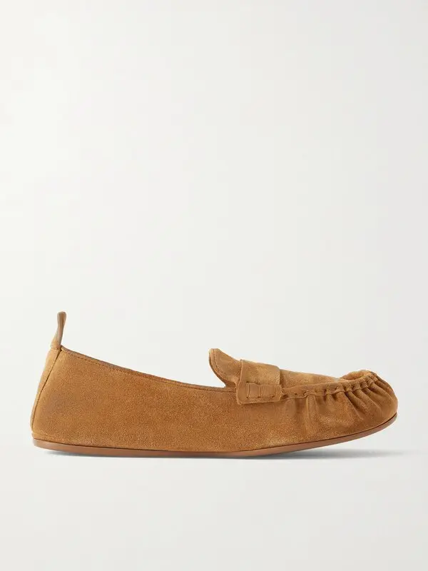 Acne Studios Distressed Suede Loafers - Brown