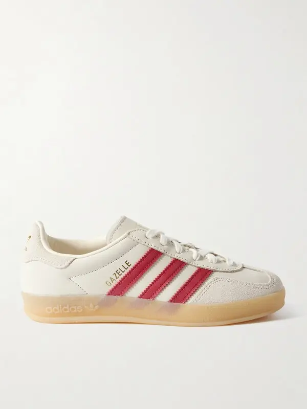 ADIDAS ORIGINALS Gazelle Indoor Suede-trimmed Leather Sneakers - Neutrals