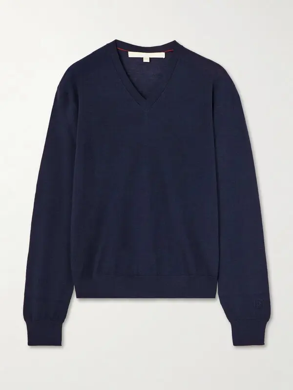 RÙADH Oscar Embroidered Merino Wool V-neck Sweater