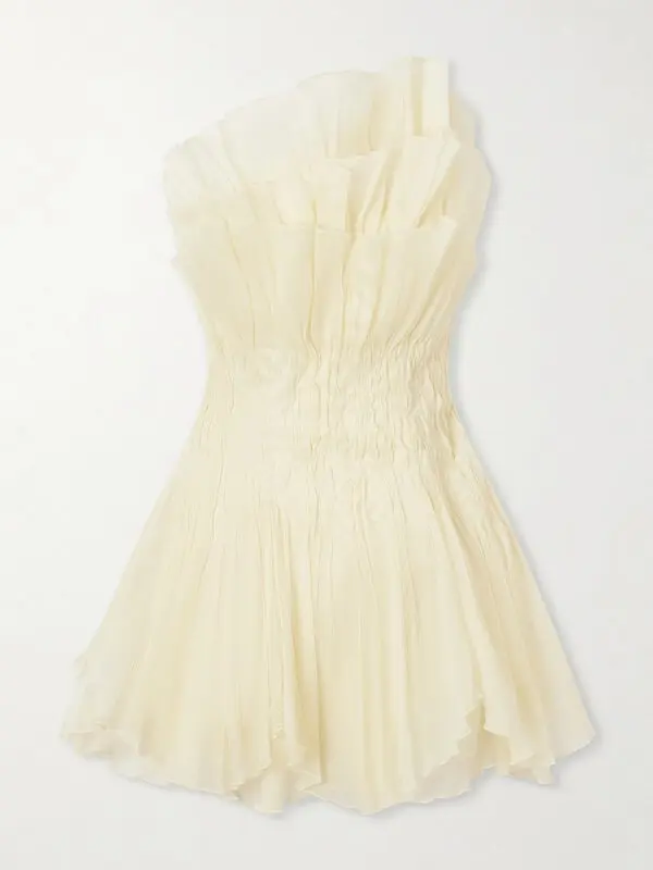 Aje Nisha One-shoulder Tiered Satin Mini Dress - Yellow