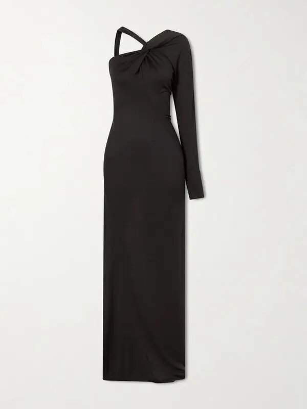 Victoria Beckham One-shoulder Gown With Knotted Detail - Black
