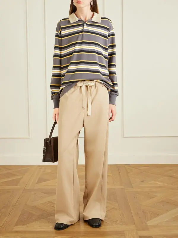 SANDERLAK Striped Cotton-jersey Polo Shirt