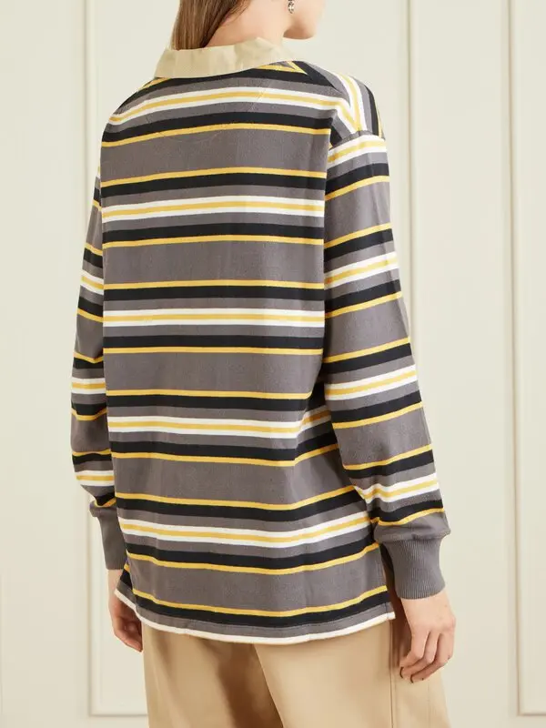 SANDERLAK Striped Cotton-jersey Polo Shirt