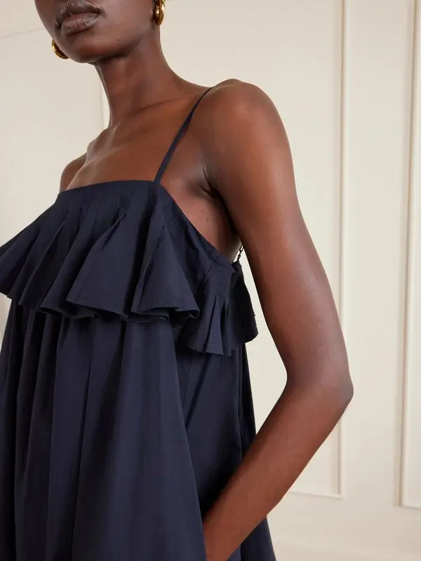 Sea Lois Ruffled Cotton-twill Midi Dress