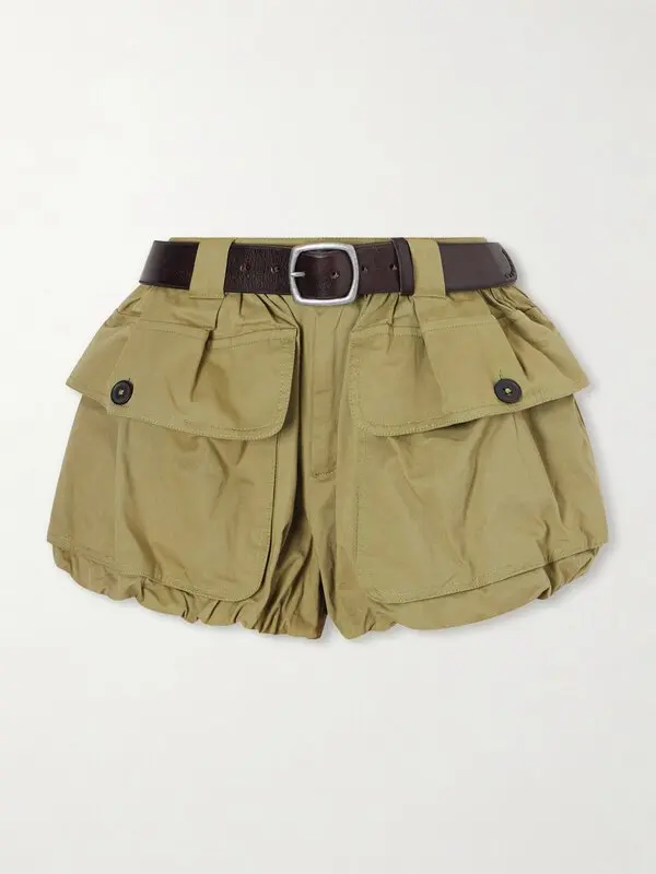 Sea Andrea Belted Cotton-twill Shorts - Green