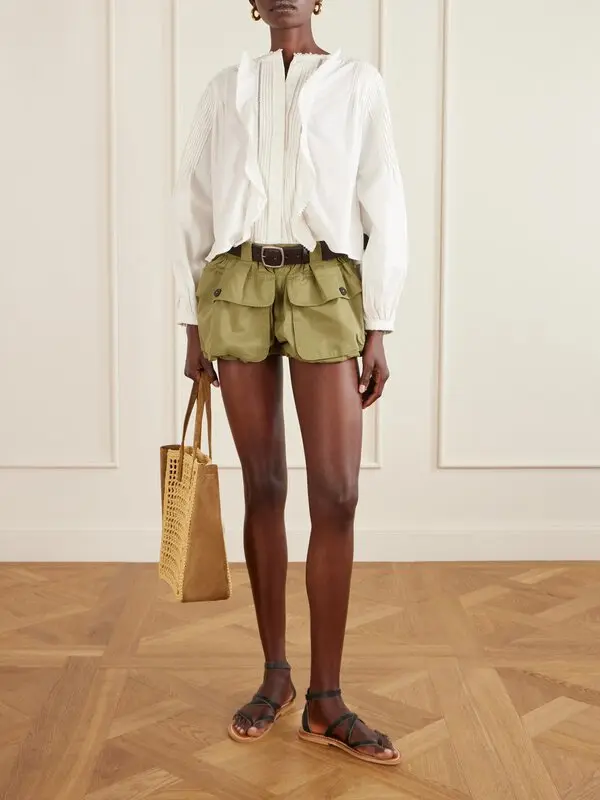 Sea Andrea Belted Cotton-twill Shorts - Green