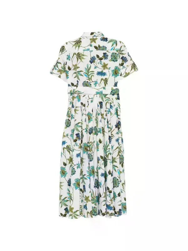 FAY Floral Print Belted Midi Dress