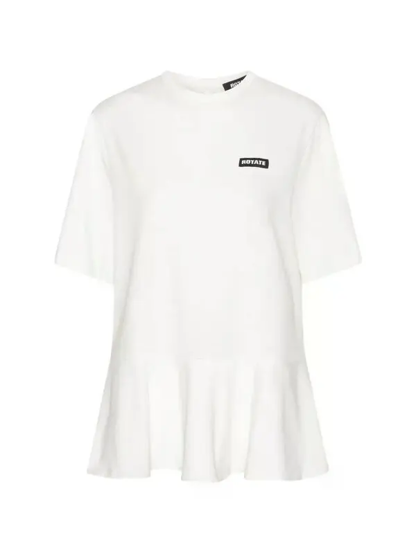 ROTATE BY BIRGER CHRISTENSEN Organic Cotton Peplum Hem T-shirt - White