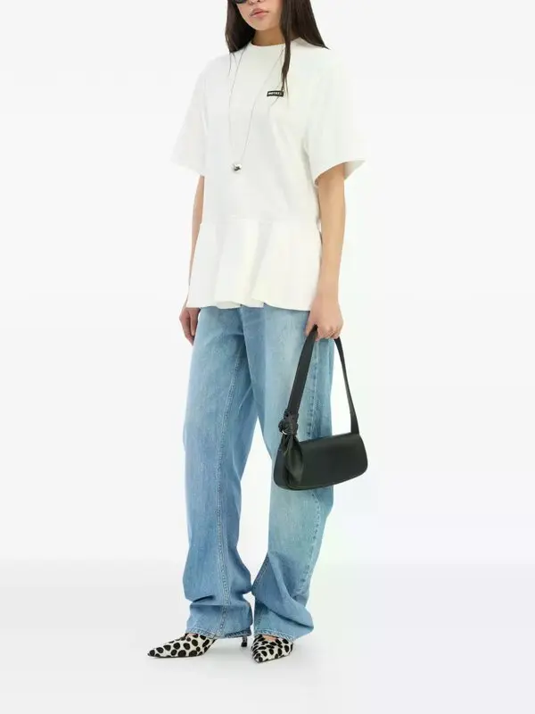 ROTATE BY BIRGER CHRISTENSEN Organic Cotton Peplum Hem T-shirt - White
