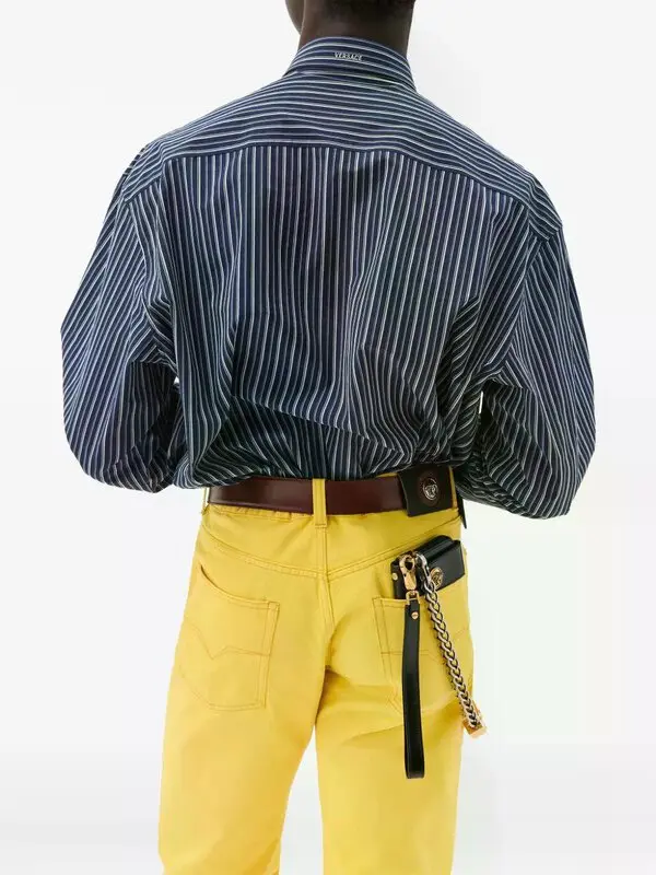Versace Loose-fitting Shirt In Striped Cotton Poplin