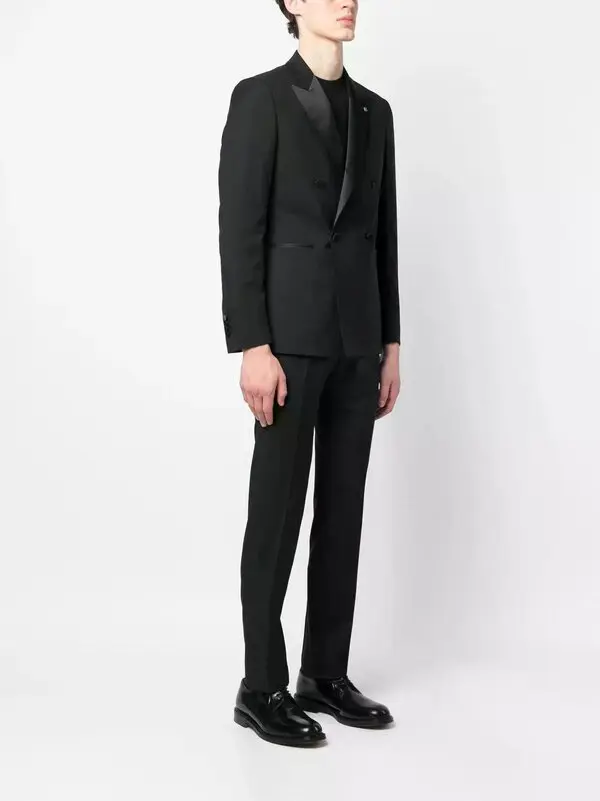 Tagliatore Peak Lapels Wool Suit - Black