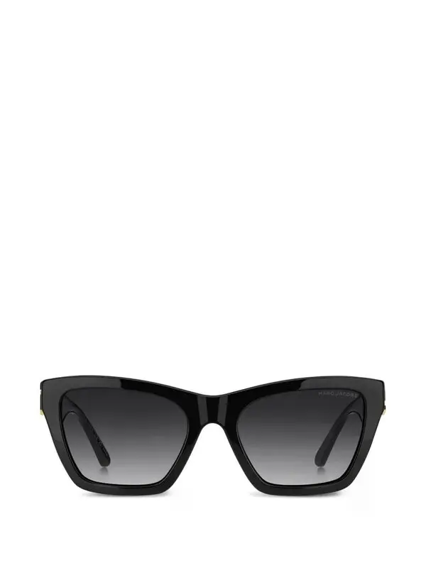 Marc Jacobs Square Frame Sunglasses With Gold Tone Logo Detail - Black