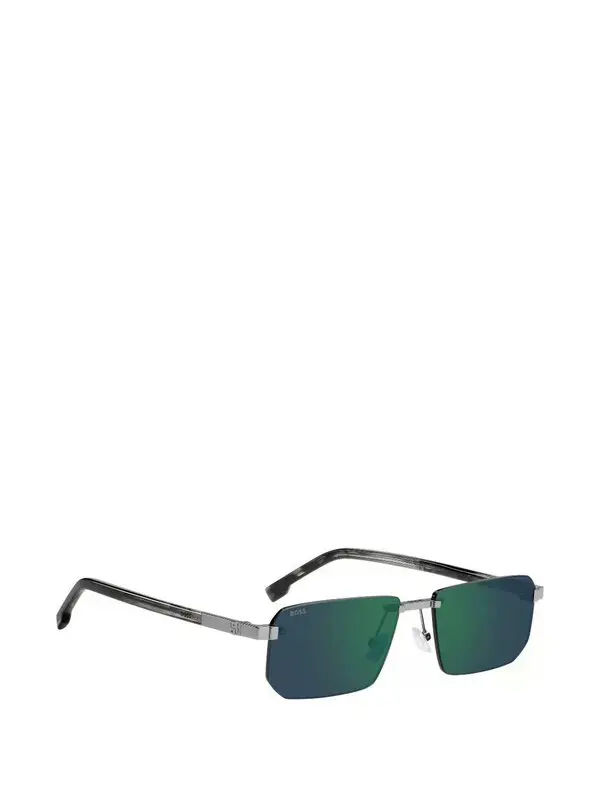 BOSS Rectangle Frame Rimless Sunglasses