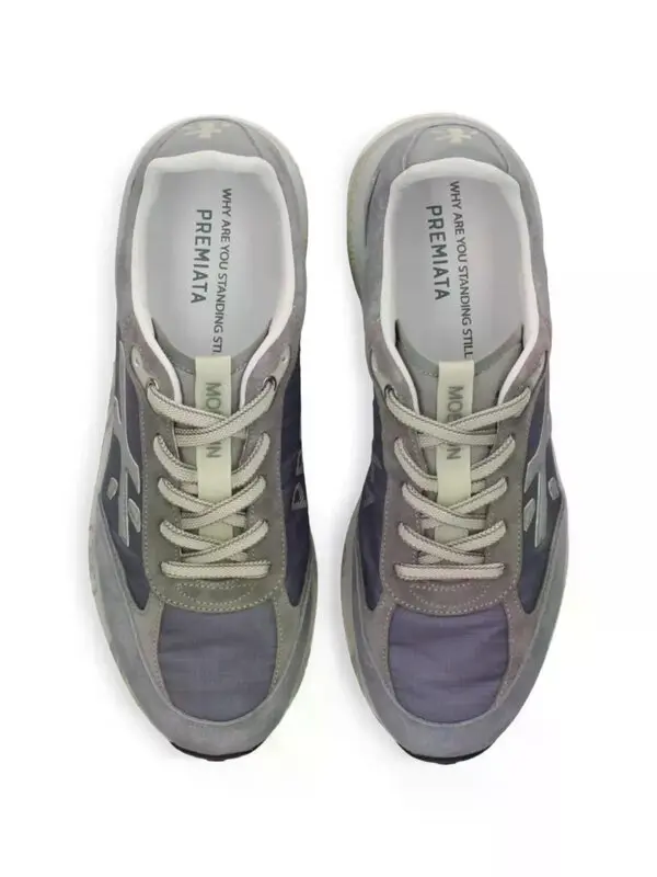 Premiata Moerun Suede And Mesh Lace-up Sneakers - Grey
