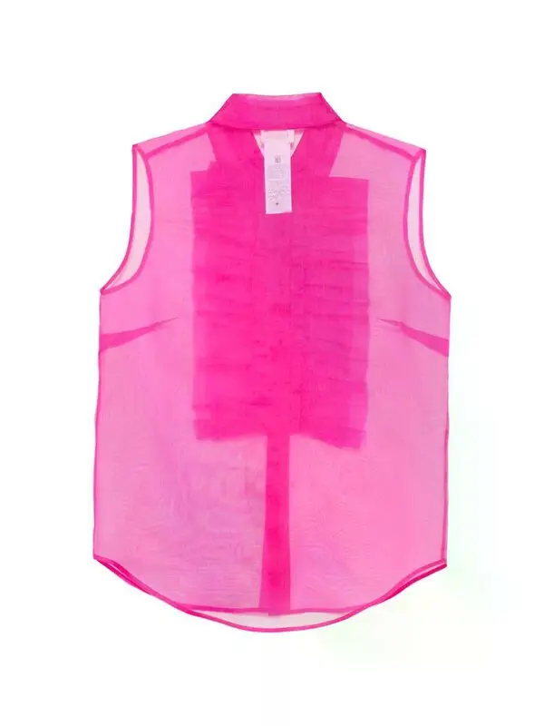 P.a.r.o.s.h Sleeveless Ruffled Sheer Shirt - Pink