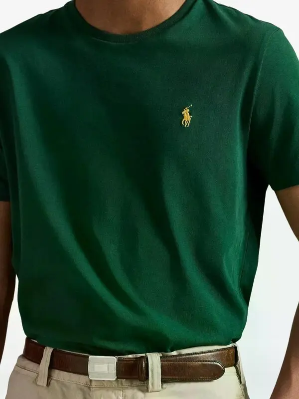 Polo Ralph Lauren Embroidered-logo Crewneck Cotton T-shirt - Green