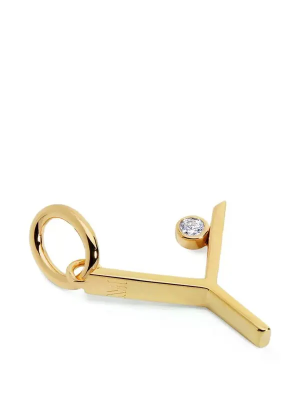 Monica Vinader Tone Initial Y Solitaire Diamond Pendant - Gold