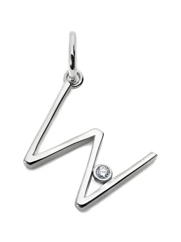 Monica Vinader Initial 'w' Solitaire Diamond Pendant - Silver