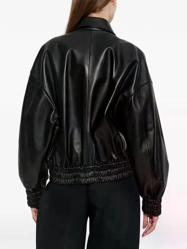 JIL SANDER Leather Bomber Jacket - Black