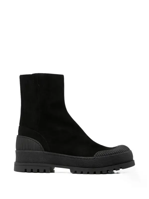 AQUAZZURA Suede Zip Up Boots - Black