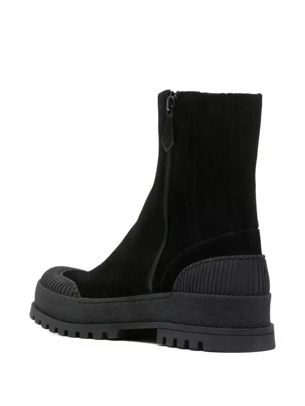 AQUAZZURA Suede Zip Up Boots - Black
