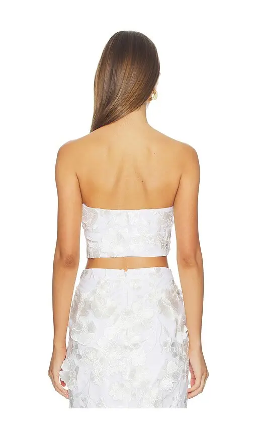 LOVERS AND FRIENDS Strapless Cropped Top With Floral Embellishments