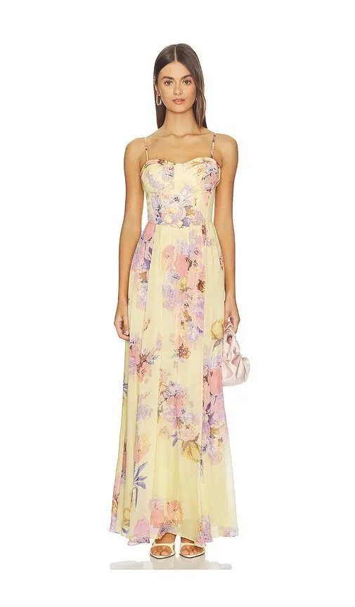Hemant & Nandita Corseted Long Dress - Lemon