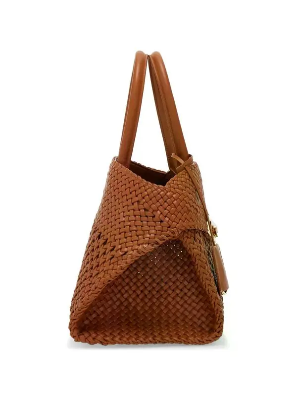 FERRAGAMO Woven Nappa Leather Handbag - Brown
