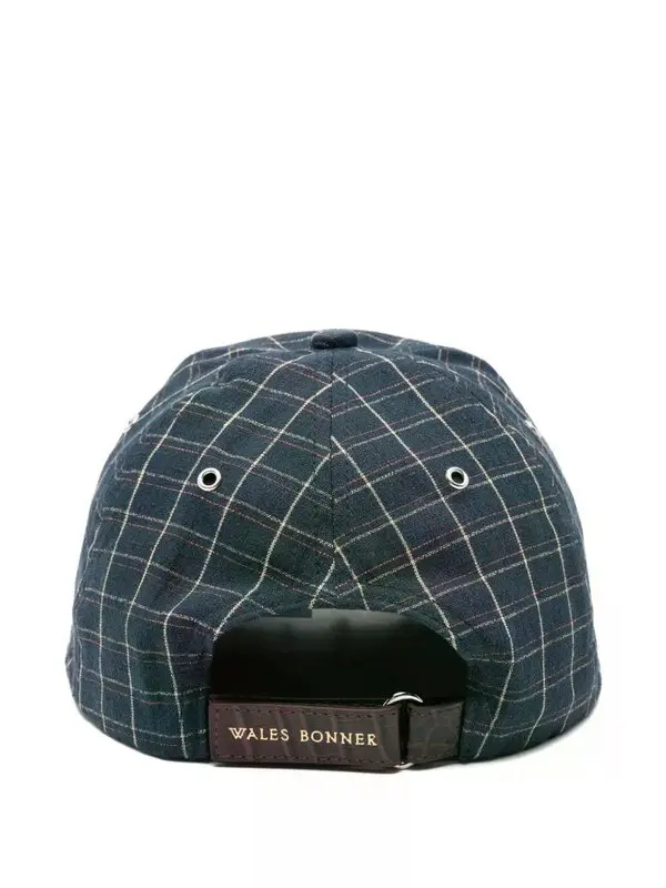 WALES BONNER Checked Logo Baseball Cap - Blue