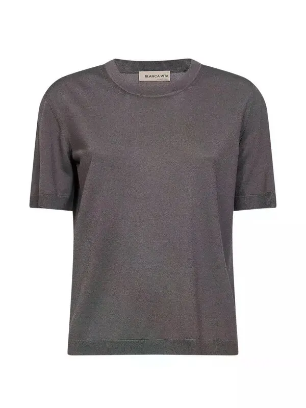 BLANCA VITA Ribbed Short-sleeve T-shirt - Brown