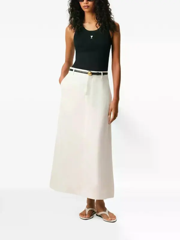 AMI Paris De Coeur Embroidered Ribbed Tank Top
