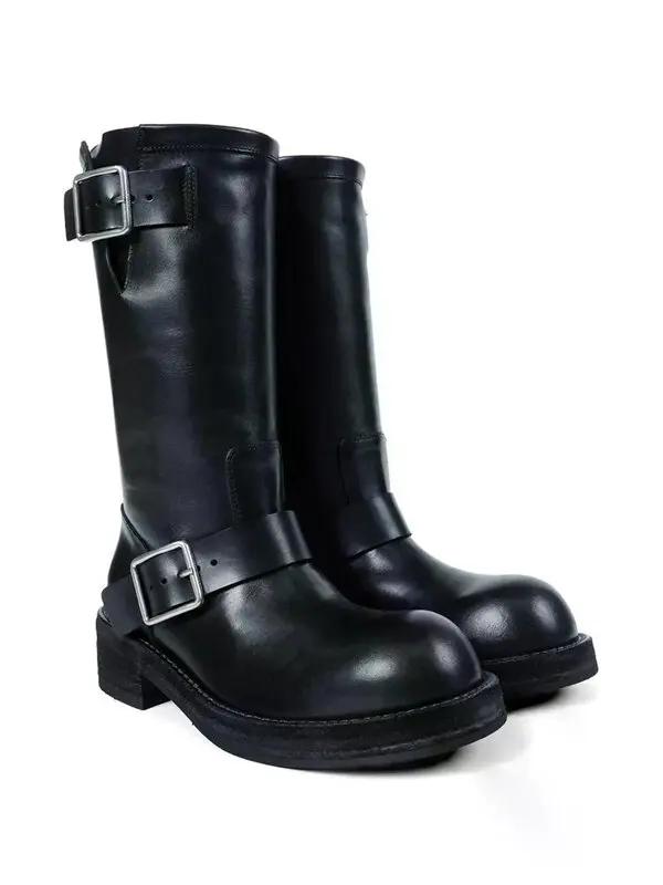 ANN DEMEULEMEESTER Engineer Buckle Biker Boots - Black