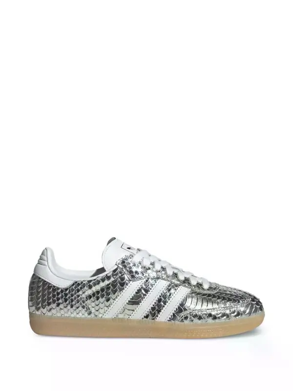 Adidas Samba Snakeskin-effect Striped Sneakers - Silver