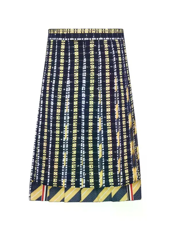 Thom Browne Pleated Skirt With Stripes - Blue