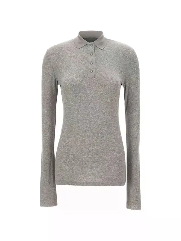 ENTIRE STUDIOS Ribbed Long-sleeve Polo - Grey