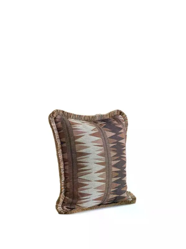 SOHO HOME Irving Fringed Square Cushion - Brown