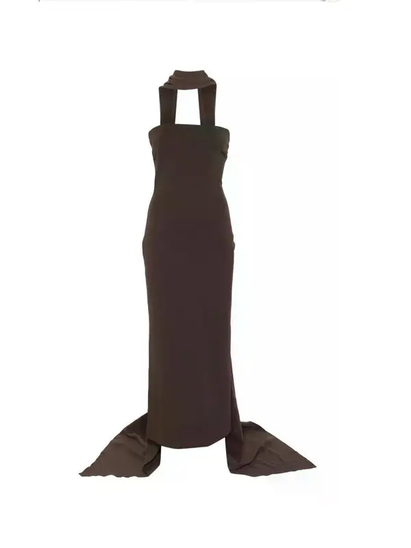 Solace London Martine Strapless Midi Dress - Brown