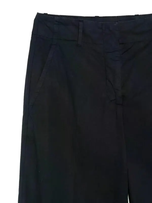 Incotex Navy Cotton Wide Leg Belt-loop Trousers - Blue