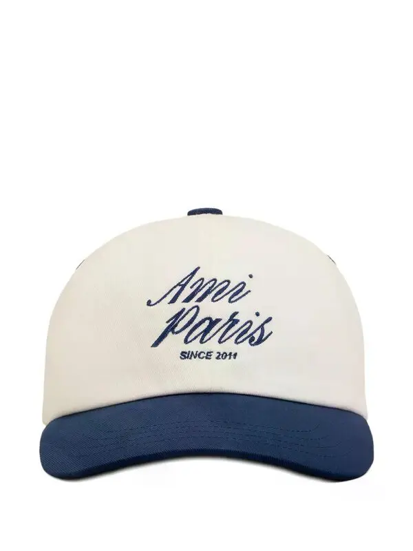 AMI Paris Two-tone Embroidered Cap - Neutrals