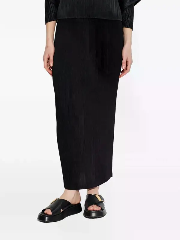 Issey Miyake Pleated Maxi Skirt - Black