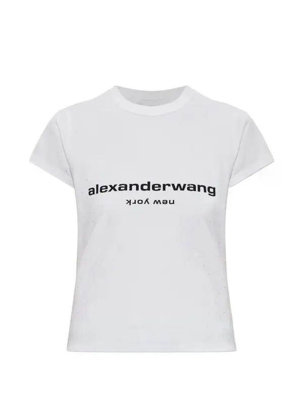 Alexander Wang Crystal Logo Cotton Baby Tee - Grey