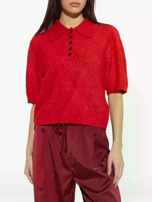 GESTUZ Buttoned Polo Knitwear - Red