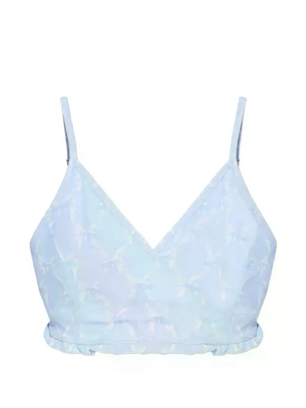 LoveShackFancy Erza Ruffled Bow Top - Blue