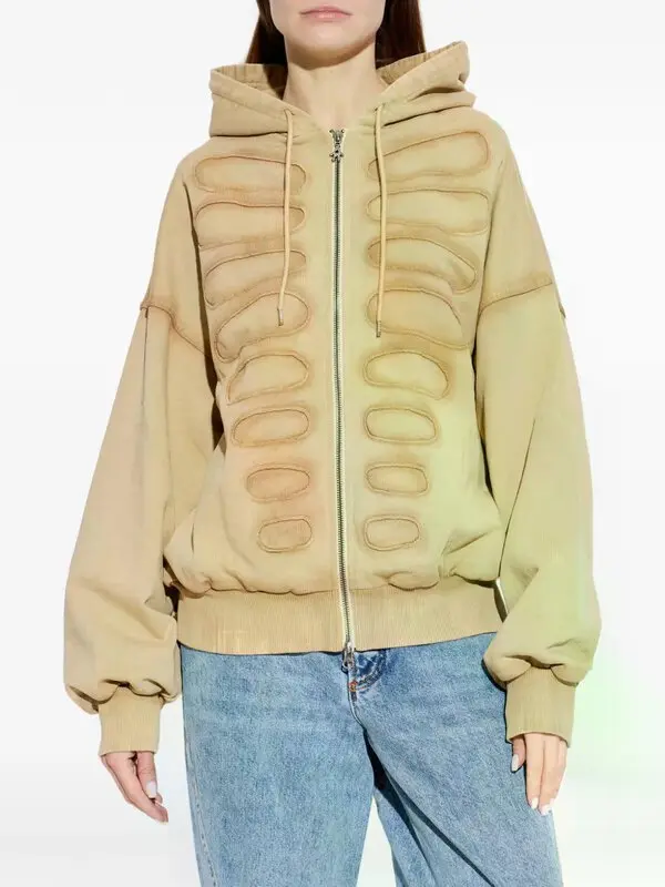 AVAVAV Hooded Zip-up Sweater With Appliqué Detail - Neutrals