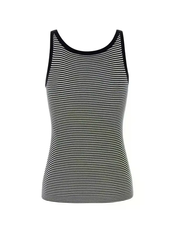 Prada Striped Embroidered Silk Tank Top