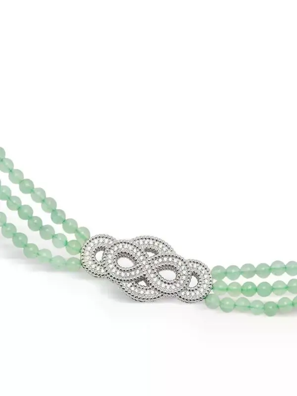 Shanghai Tang Fortune Infinite Knot Jade Necklace - Silver